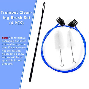 Hysagtek 4 Pieces Trumpet Snake Brush Cleaning Kit, Trumpet Brush Mouthpiece Brush Valve Casing Brush Flexible Brush with Cleaning Rod
