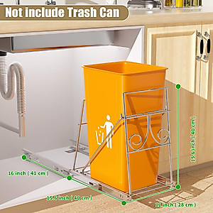 facertuey Pull Out Trash Can Under Cabinet,Cabinet Trash Can Roll-Out Sliding Rack,Adjustable Slide Out Shelf for Waste Can Under Kitchen Sink,Trash Can Not Included