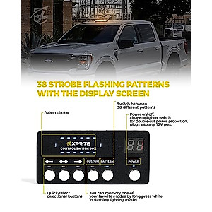 Xprite LED Strobe Light Magnetic Mount Emergency Traffic Security Warning Caution Flashing Plow Light, for Construction Vehicles Tow Trucks- White Amber