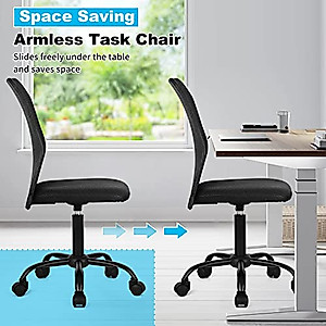 Basic Black Mid-Back Mesh Office Chair - Small, Height-Adjustable, Swivel, No Arms, Rolling