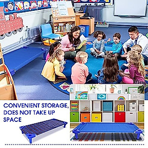 Kigley 8 Pieces Stackable Sleeping Daycare Cots for Kids 51" L x 23" Portable Toddler Nap Cot for Sleeping Preschool Classroom Daycare Bed Furniture, Ready to Assemble, 2 Colors
