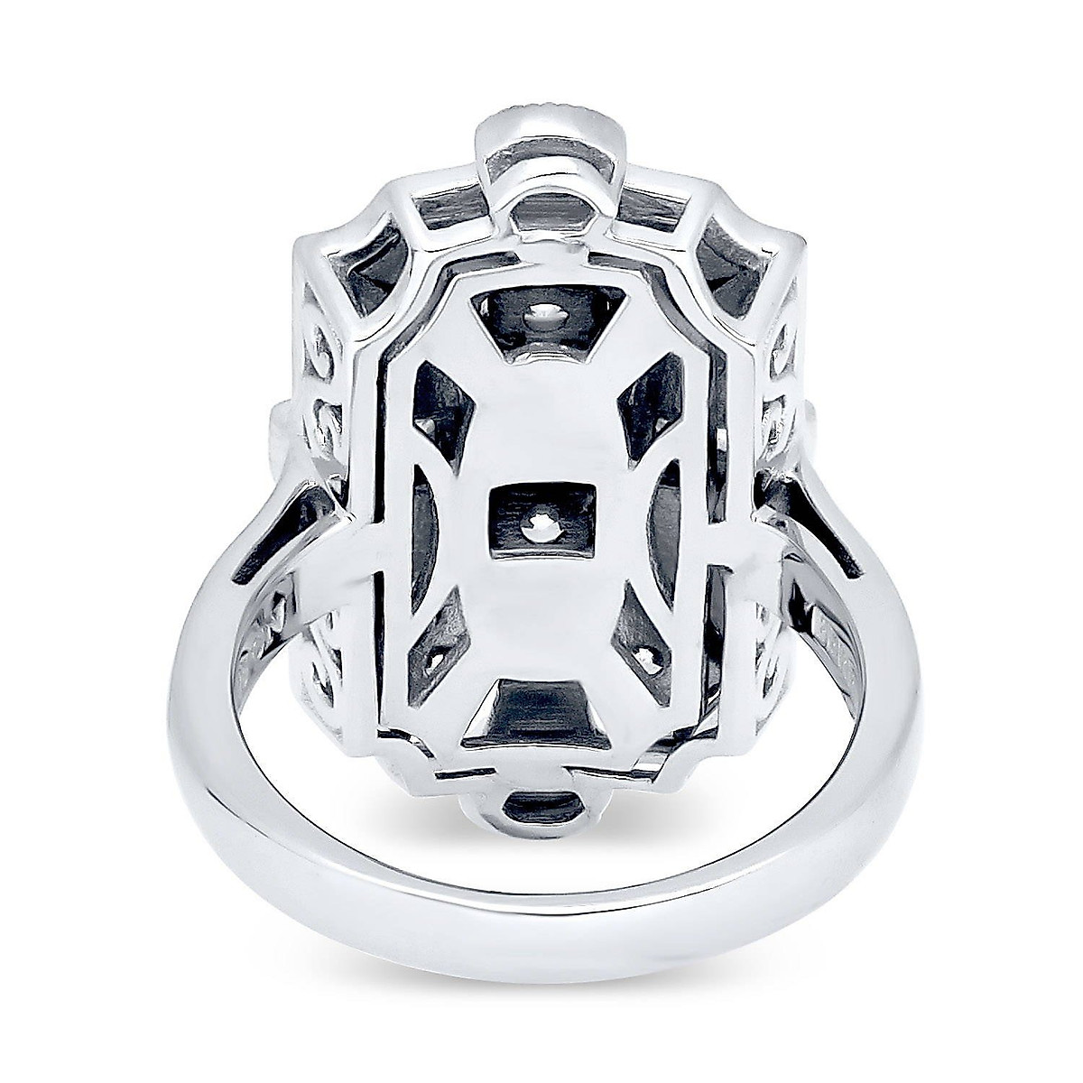 BERRICLE Sterling Silver Art Deco Cubic Zirconia CZ Statement Milgrain Cocktail Fashion Ring for Women, Rhodium Plated Size 9