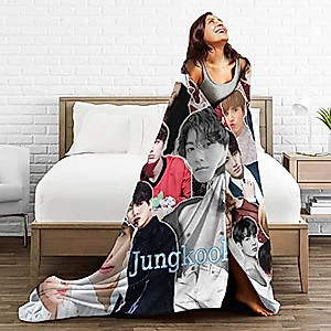 Blanket Jungkook Soft and Comfortable Warm Fleece Blanket for Sofa,Office Bed car Camp Couch Cozy Plush Throw Blankets Beach Blankets