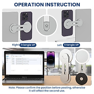 HAMOPY Laptop Phone Holder, Flippable Laptop Phone Mount, Slim Magnetic Monitor Side Mount Laptop Extension Bracket, Adjustable Angle Magsafe Phone Holder for iPhone 14 /13/12 Series and Others