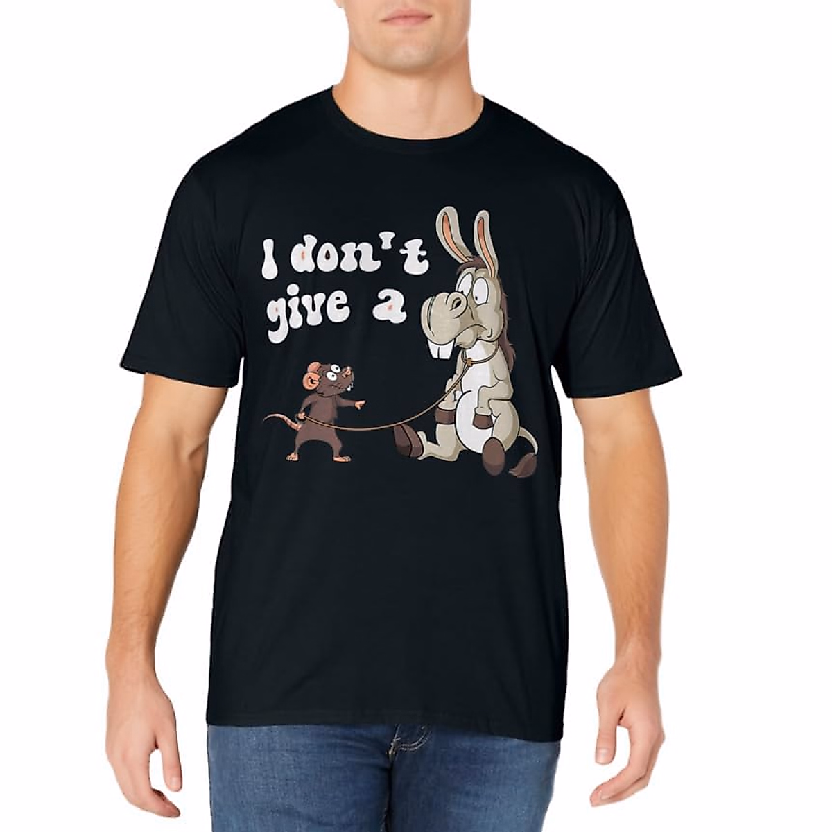 Funny MOUSE WALKING A DONKEY I Don't Give Rats A.ss Mouse T-Shirt