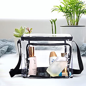 BORMELUN 2Pack Clear Lunch Bag for Work Correctional Officers - Plastic Transparent Lunch Tote Stadium Bags See Through Womem and Men,10.6x8.6x6 inch