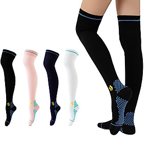 Willing Life Compression Socks for Women Men Over Knee Compression Stockings Best Support for Sports Nurse Travel Running Socks 4 Pack