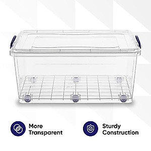 Superio Storage Containers With Wheels (3 Pack), Stackable Large Storage Containers With Lids, Durable Latches (32 Qt)