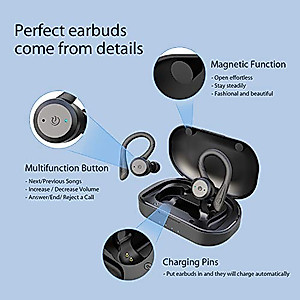 APEKX Bluetooth Headphones True Wireless Earbuds with Charging Case IPX7 Waterproof Stereo Sound Earphones Built-in Mic in-Ear Headsets Deep Bass for Sport Running Black
