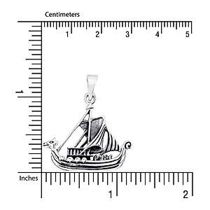 WithLoveSilver Solid 925 Sterling Silver Norse Viking Ship Boat Pendant