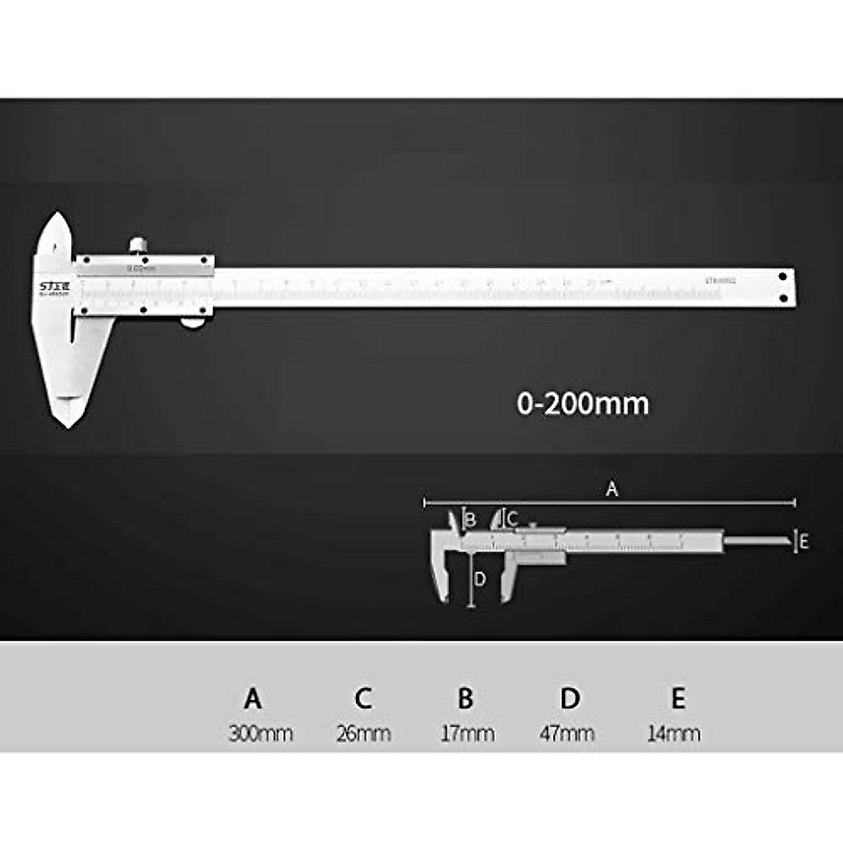 TIST Calipers Vernier Calipers High-Precision Small Household Oil Level Calipers Industrial Grade Calipers Range: 0-200mm