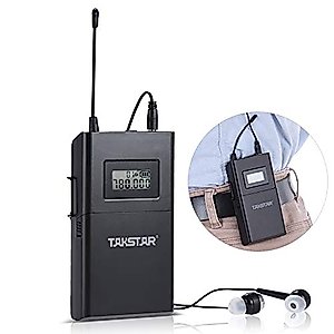 PENCHEN WPM-200R UHF Wireless Audio System Receiver LCD Display 6 Selectable Channels 50m Transmission Distance with in-Ear Headphones