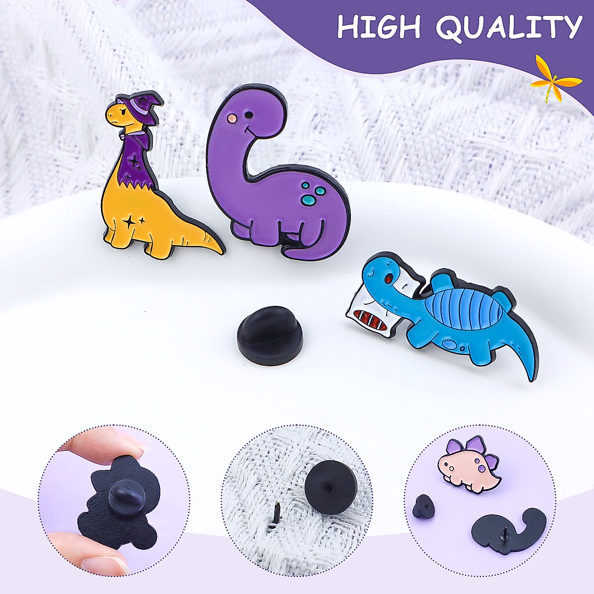 Cute Dinosaur Enamel Lapel Pin Set, LEEFONE 8 PCS Cartoon Animal Brooch Pin, Novelty Animal Pattern Badges Brooch Pins for Clothing Bags Jackets Accessories Supplies DIY Crafts Women Men