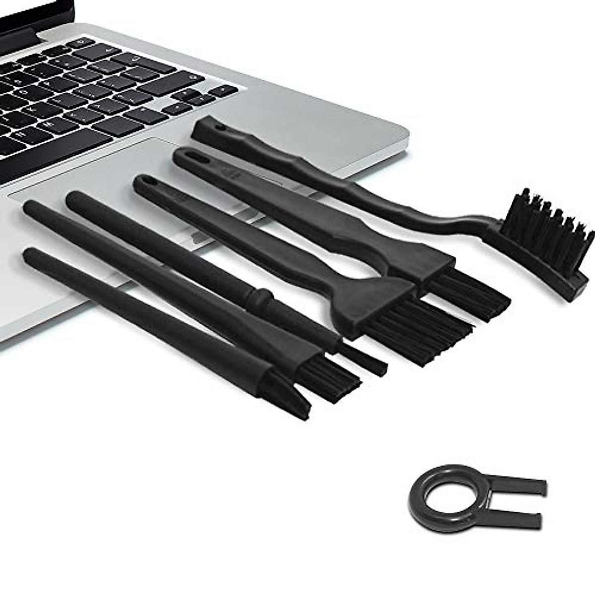 Plastic Handle Anti Static Brushes,Sonku Portable Nylon Cleaning Brushes and Tweezers Keyboard Puller Wooden Brush Wiping Cloth Computer Keyboard Cleaning Brush Kit(Set of 16)