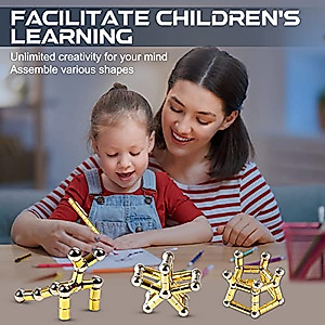 BeautyChen Magnetic Fidget Pen Toy Magnet Gel Pen Fidget Toy Think Ink Pen Transformed into Variety of Creative for Intellectual Learning and Stress Reduction Gifts (Gold)