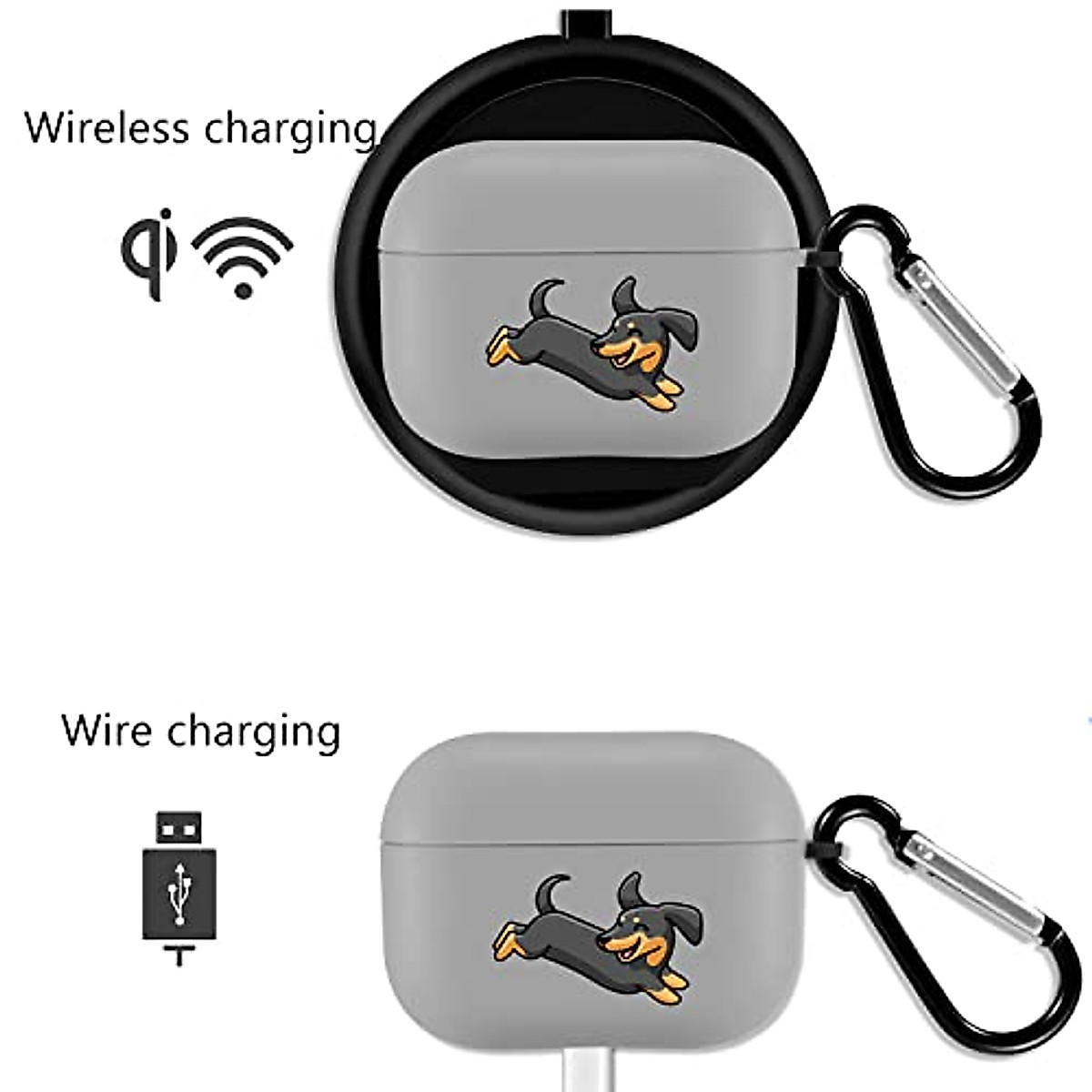 Hound Case Compatible with Airpods Pro Gray Soft TPU, Supports Wireless Charging Shockproof Protective Cover for Airpods Pro