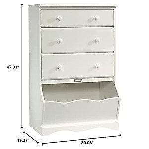 Sauder Pogo 3-Drawer Chest, L: 30.08" x W: 19.37" x H: 47.01", Soft White