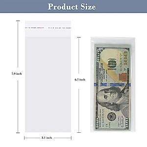 Miraclekoo 100Pcs Cake Money Box Transparent Bags 3.1X6.7in Clear Self Sealing Cellophane Bags Resealable Cello Poly Bags Money Sleeves for Birthday Wedding Party Decoration