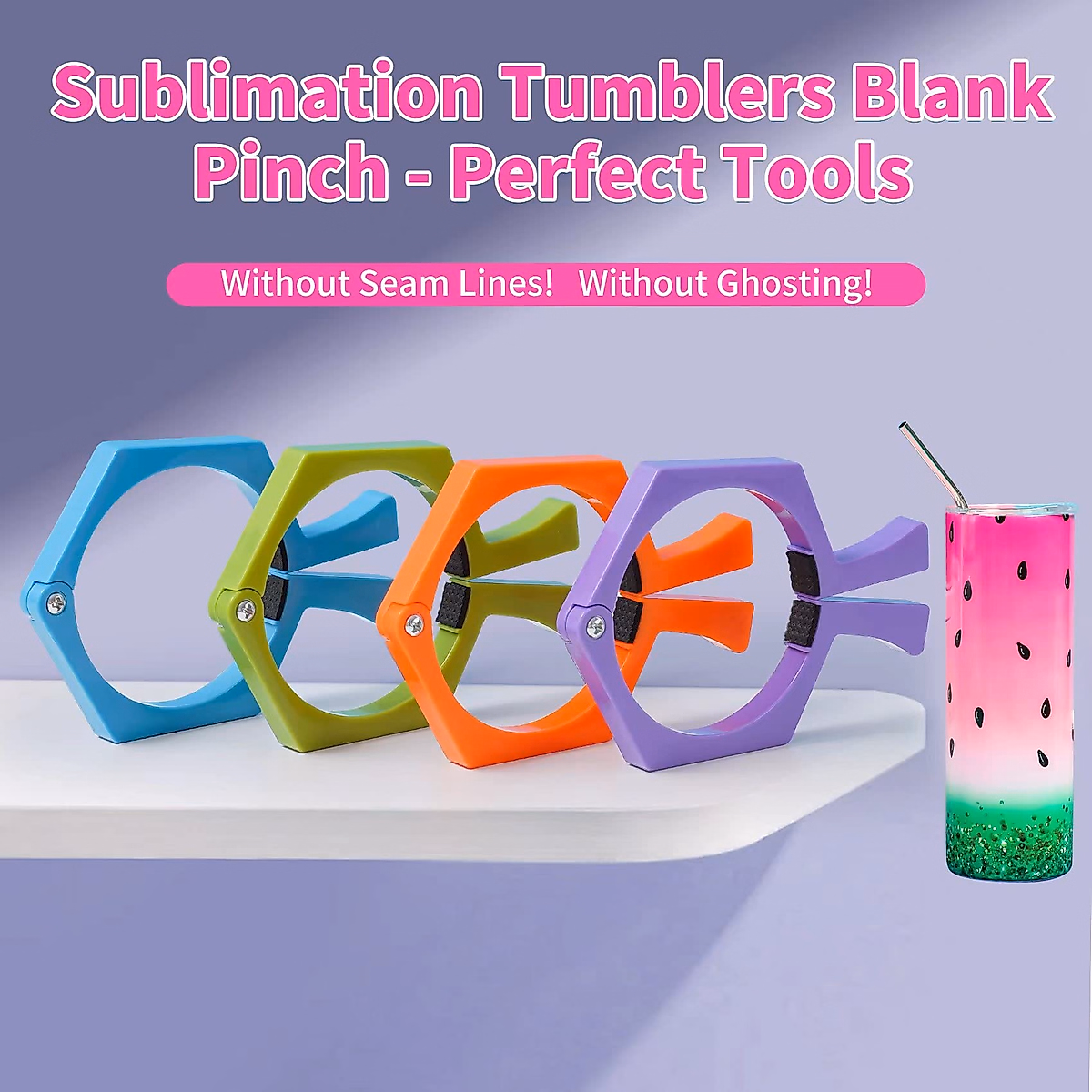 Sublimation Tumblers Clamp Tool, 20 Oz Sublimation Blanks Tumblers Skinny Straight Tumbler warpping Perfect Clamp Grip Tool for Sublimation Paper & Tumblers, 4 Packs