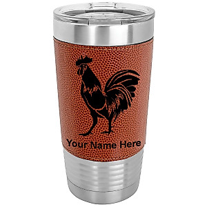 LaserGram 20oz Vacuum Insulated Tumbler Mug, Rooster, Personalized Engraving Included (Faux Leather, Basketball Style)