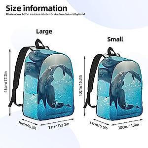 NOKOER Winter The Dolphin Printed Canvas Backpack,Laptop Backpack,Lightweight Travel Rucksack For Men And Women