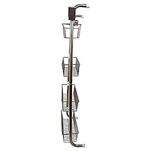 Bodico Shower Organizer Four-Tier Over-The-Door Metal Bathroom Storage Basket & Organizer, 16 x 36 inches, Silver, 5.5