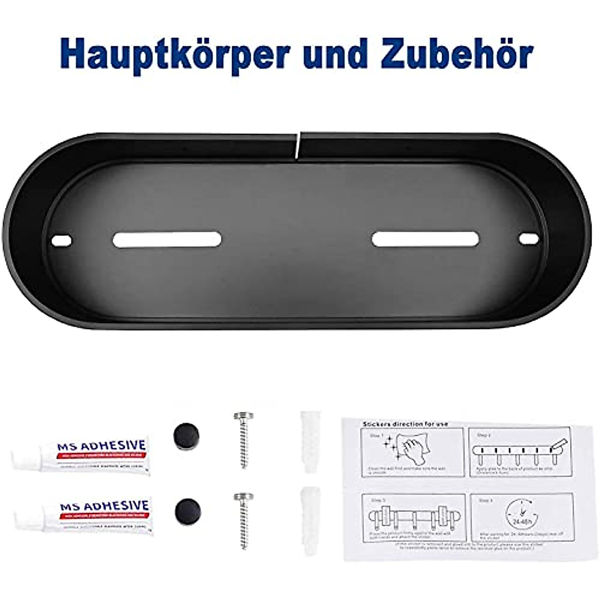 Shower Caddy Basket Shelf Shower Shelf Shampoo Holder Organizer No Drilling Adhesive Wall Mounted Bathroom Shelf - with Adhesive Sticker (Matte Black)