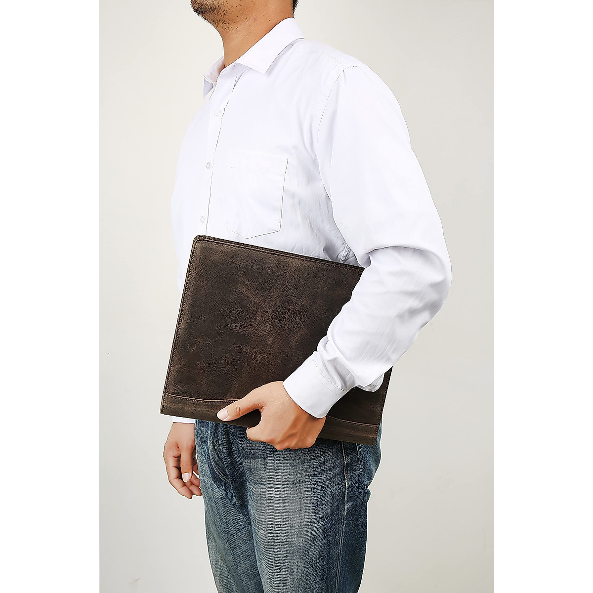 Personalized Leather Portfolio for Men, Engraved Leather Clipboard Portfolio Binder, Custom Leather Legal Pad Padfolio, Christmas Gift for His/Her (Clipboard, Grey-Standard)