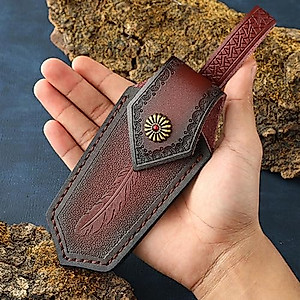 PTILSERY Leather Sheath Foldable Knife Pouches Foldable Knife Holsters Foldable Knife Sheath for Camping Outdoor Activity
