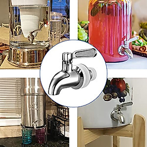 MOLIGOU 2 Pack Beverage Dispenser Replacement Spigot, Stainless Steel Spigot for Drink Dispenser, Water Dispenser Replacement Spout, Fits 5/8 inch Opening