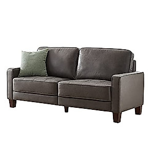 MODERION Loveseat Sofa, 70” L Sofa with Solid Wood Frame, Couches with Technology Fabric, Easy Assembly 2-seat Sofa for Living Room,Office,Small Space Dark Grey TSF21202GY