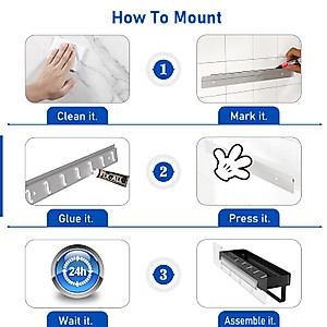 Big Lighting Deals Shower Caddy With Hooks And Towel Bar, Self Adhesive Shower Shelves For Bathroom Wall, Rust Proof Shower Shelf For Inside Shower, Shower Organizer, Black, No Drill, 2 Pack