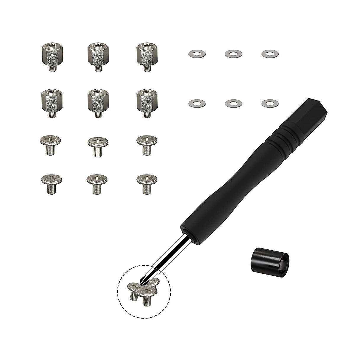 M.2 Screw,HFEIX SSD Mounting Kit with Screwdriver for ASUS Motherboard or ASRock Board NVMe PCIe Driver (6 pcs)