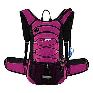 MIRACOL Hydration Backpack with 2L Water Bladder, Insulated Water Backpack Keeps Liquid Cool up to 4 Hours, Perfect Trail Gear Pack for Running, Canyon Hiking, Cycling, Camping, Biking