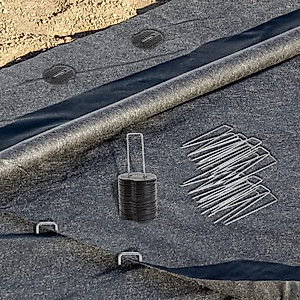 Whonline 200pcs Landscape Staples Set, 120pcs Landscape Fabric Staples and 80pcs Gasket, 6inch 11 Gauge Heavy Duty Galvanized Garden Staples for Securing Lawn Fabric and Weed Barrier