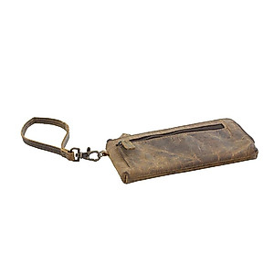 Myra Bag Super Tan Leather And Cowhide Wallet Upcycled Leather S-2696