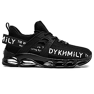 DYKHMATE Steel Toe Shoes for Men Women Lightweight Fashion Safety Sneakers Breathable Comfortable Safety Toe Slip On Tennis Shoes for Work (10.5, Black White)