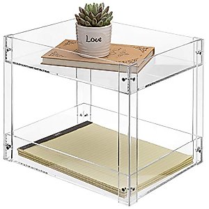 MyGift 2-Tier Clear Acrylic Desk Organizer Document Tray, Home Office Desktop Paper Tray