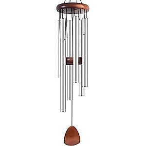 Large Aluminium Wind Chimes 37 Inches to Create a Zen Atmosphere Suitable for Outdoor, Garden, Patio Decoration. Classic Wind Chimes with Wind Catcher Suitable as A Gift for Unisex(Silver)