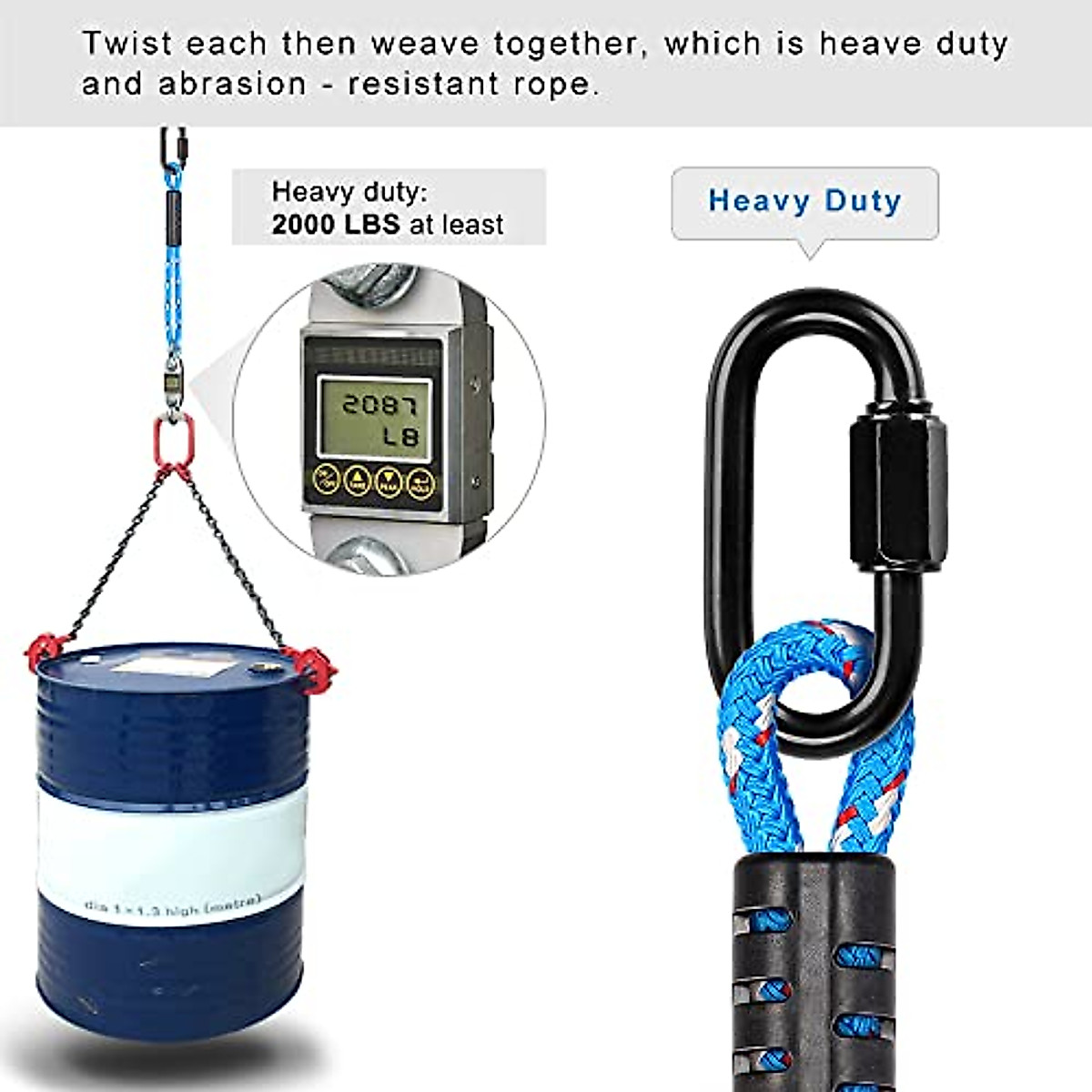 BeneLabel Poseidon Series Sewn Prusik Loops Ropes, Safety, 19", Diameter 2/5", 2 Pack, Blue