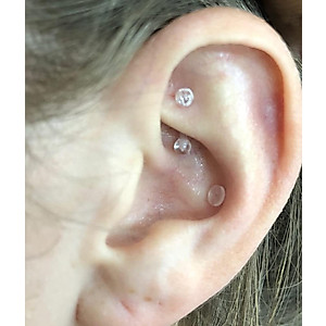 MODRSA Clear Nose Studs Clear Nose Rings for Work Clear Earrings for Sports Clear Piercing Jewelry Plastic Nose Rings for Surgery Septum Retainer Plastic Belly Button Rings Plastic Tongue Rings