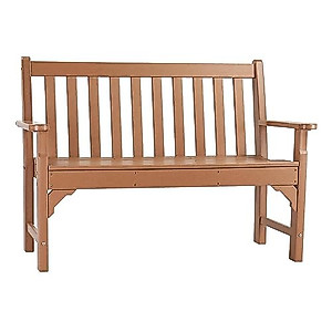 Garden Bench All Weather 2-Person Outdoor Bench for Front Porch Backyard Teak Color