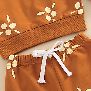 Baby Girl Fall Clothes Long Sleeve Sweatshirts Tops and Pants Set 2 Piece Toddler Girl Cute Floral Outfits (Ginger,18-24 Months)