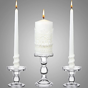 Irenare 3 Unity Candles with Candle Holder for Wedding Ceremony Wedding Accessories for Reception Ceremony Decorative Glass Candle Holder Pillar Candle for Formal Events Wedding Church (Classic Style)