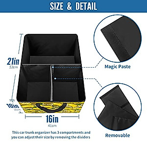 Car Trunk Organizer Yellow Lemon Back Seat Big Size Car Storage Bag with Detachable Dividers Car Accessories Portable Collapsible Trunk Cargo Organizer Grocery Box for SUV