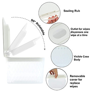 Hswt Wipes Dispenser Seal-Designed Wipe Dispenser Holder Wipes Case Box for Bathroom Keep Wipes Fresh, Dust-Proof & Non-Slip (6.7"x 4.7"x3.35")