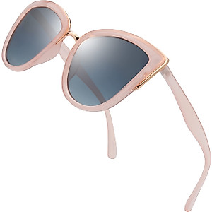 The Fresh Polarized Cat Eye Designer Retro Vintage Sunglasses FR17264P (Pink Orange, Grey Gradient)