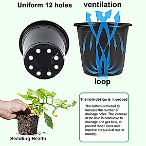 75 Pcs 0.5 Gallon Black Plastic Plant Nursery Garden Pots 6 Inches Seed Starting Pots Containers with 100 Labels