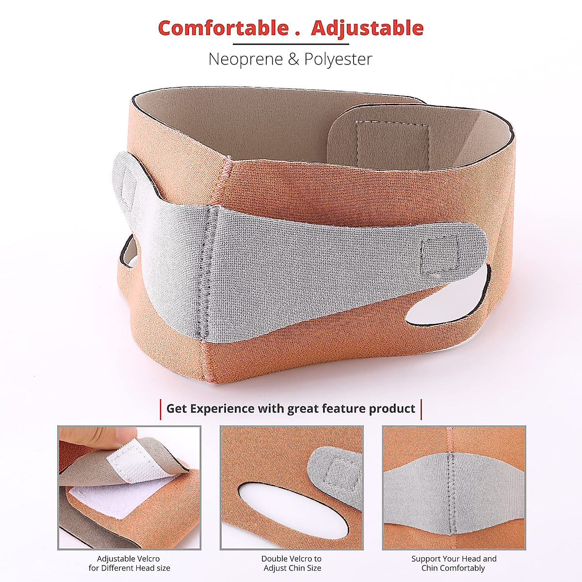 Face Slimming Strap Reusable Double Chin Reducer Adjustable Antiaging Face Lift Extra Grip Anti-wrinkle Face Slimmer V Line Face Lifting Mask Chin Strap - Orange