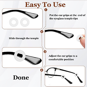 SMARTTOP Eyeglass Ear Grips Sleeve Holder-Eyeglasses Ear Hooks -Comfort Anti-Slip glasses ear grip-For Kids and Adults Sunglasses, Reading Glasses, Sport Eyewear (14 Pairs-Clear)